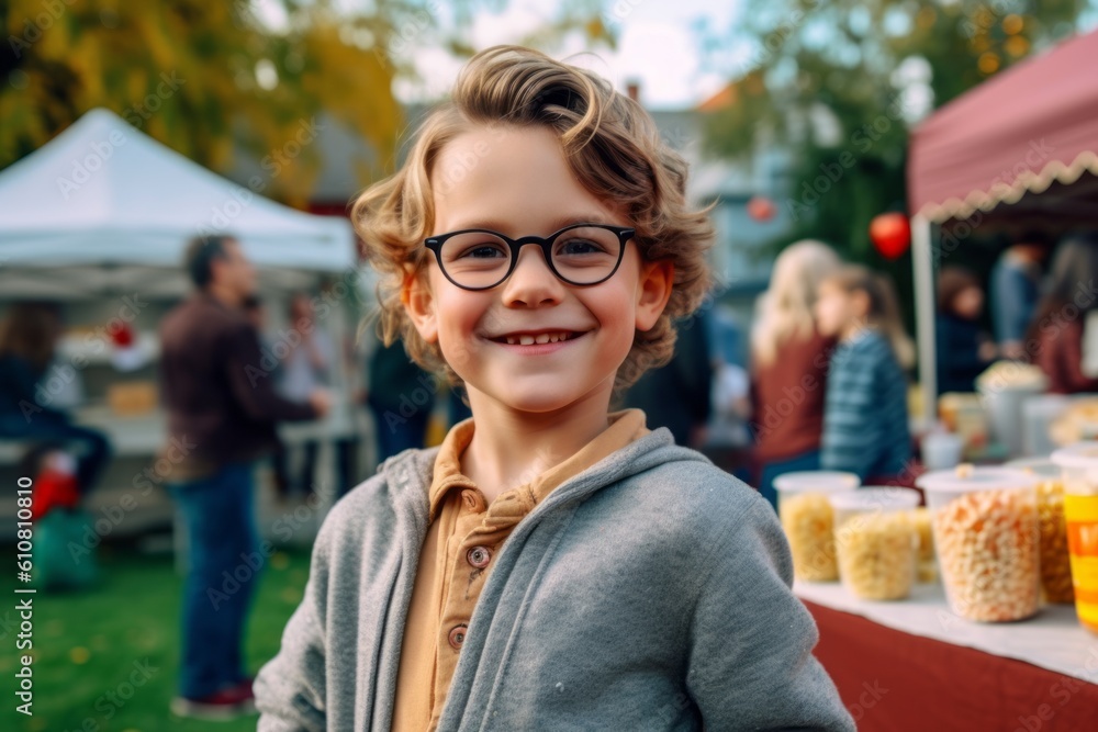 Medium shot portrait photography of a pleased child male that is ...