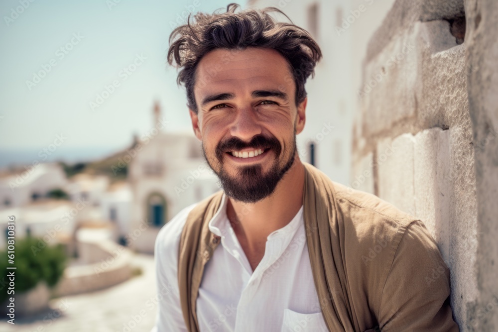 Medium shot portrait photography of a grinning man in his 30s that is ...