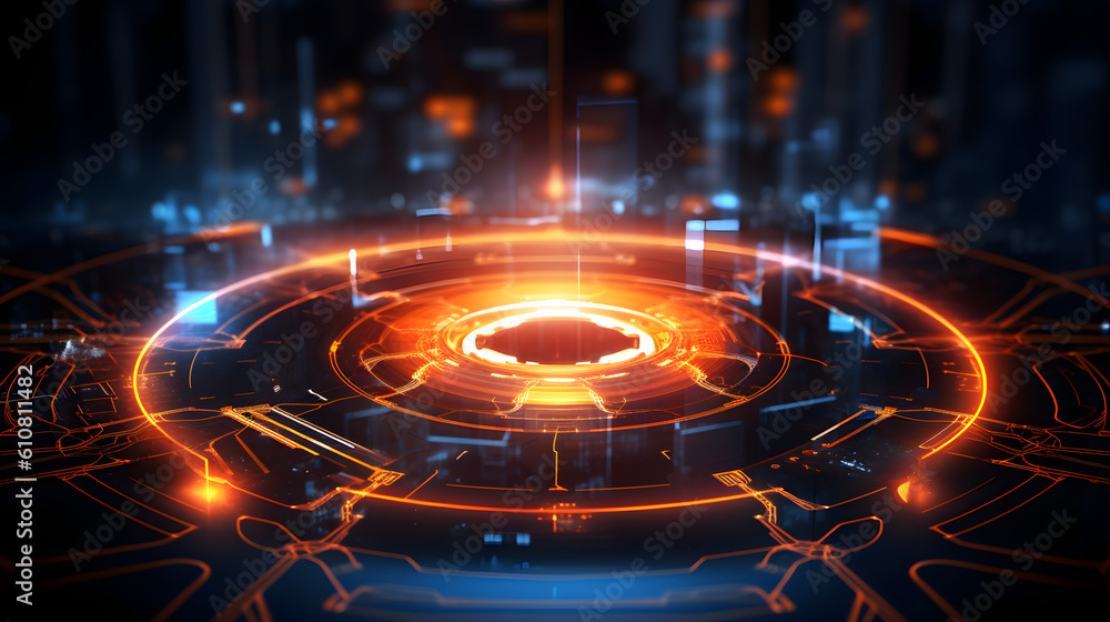 Eye catching technology with futuristic elements, featuring glowing ...