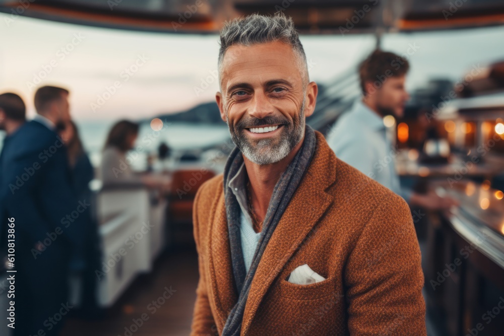 Medium shot portrait photography of a pleased man in his 40s that is ...