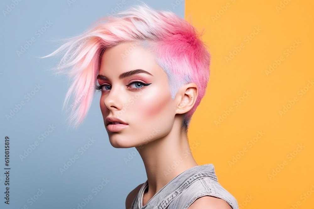 fashion portrait, a woman flaunts her vivid and imaginative makeup ...