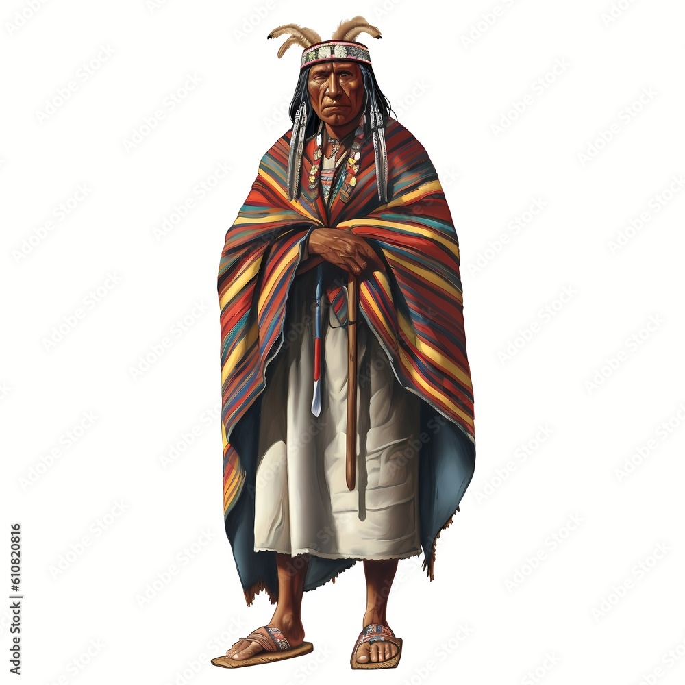 Generative AI Clipart of Indigenous Inca man, wearing simple robes ...