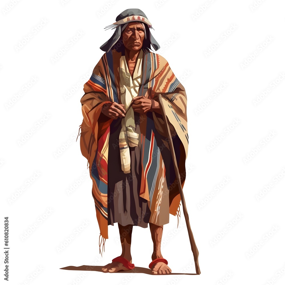 Generative AI Clipart of Indigenous Inca man, wearing simple robes ...