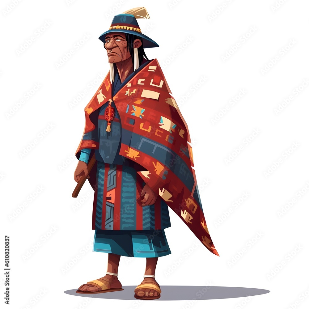 Generative AI Clipart of Indigenous Inca man, wearing simple robes Inca ...