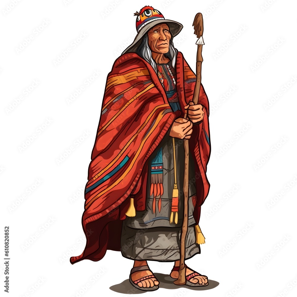 Generative AI Clipart of Indigenous Inca man, wearing simple robes ...