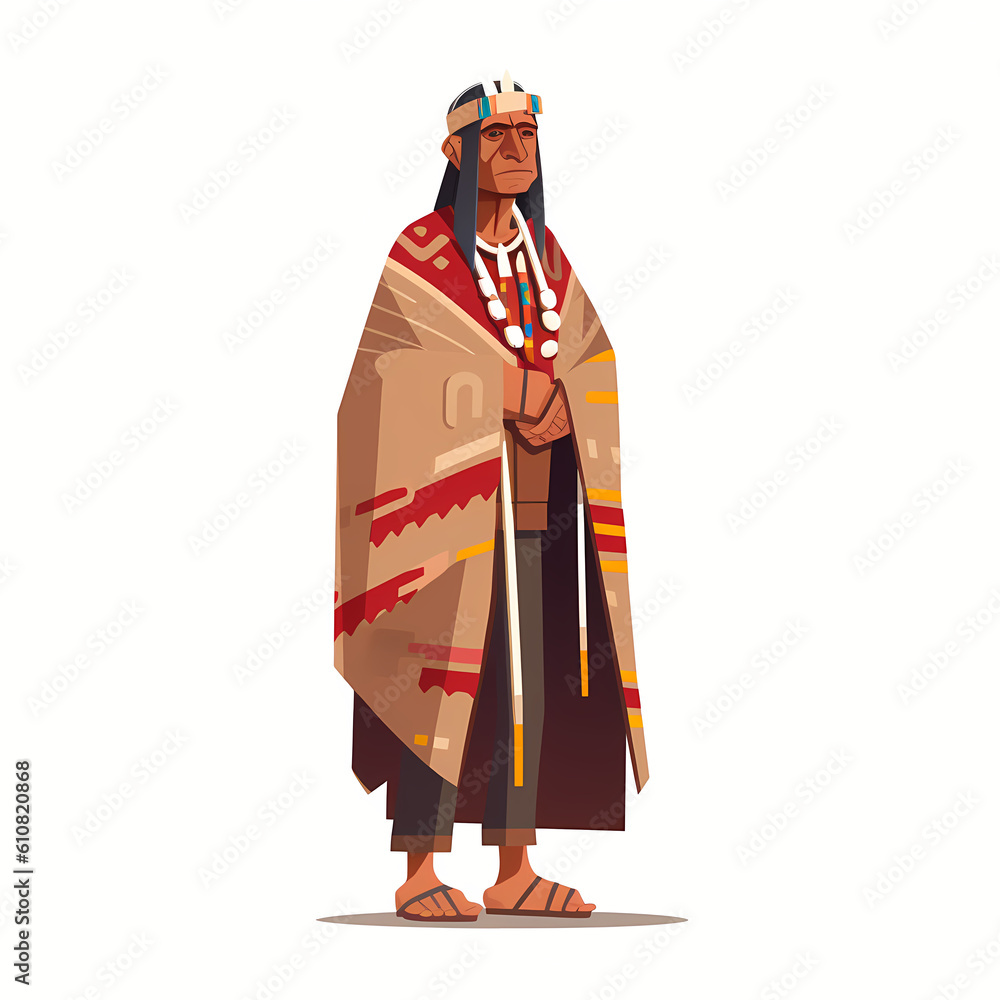 Generative AI Clipart of Indigenous Inca man, wearing simple robes ...