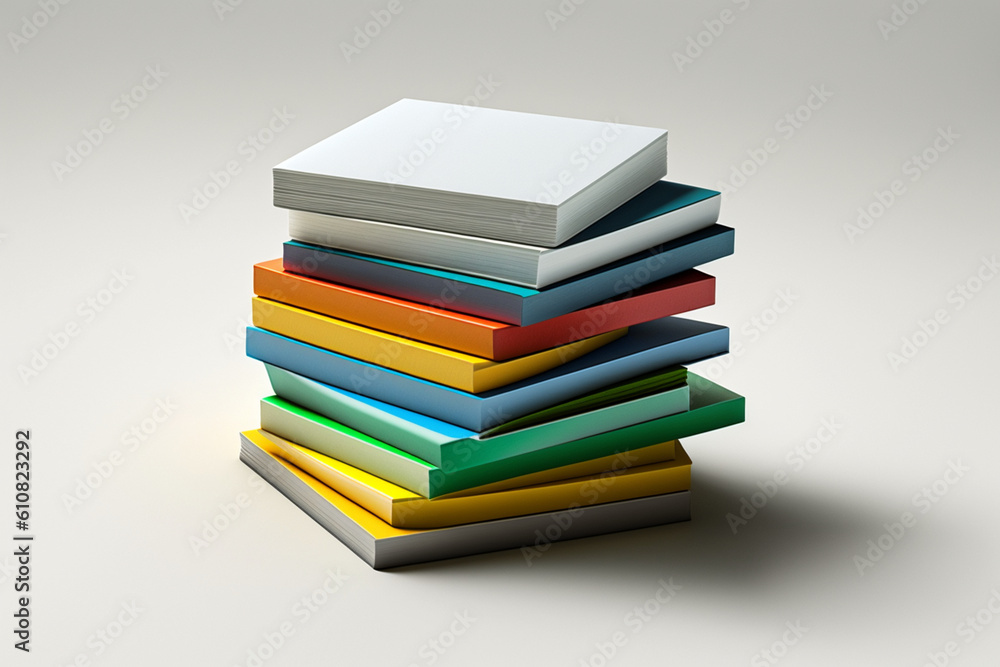 A book pile close up on a table. Front view pile book. For festival of ...