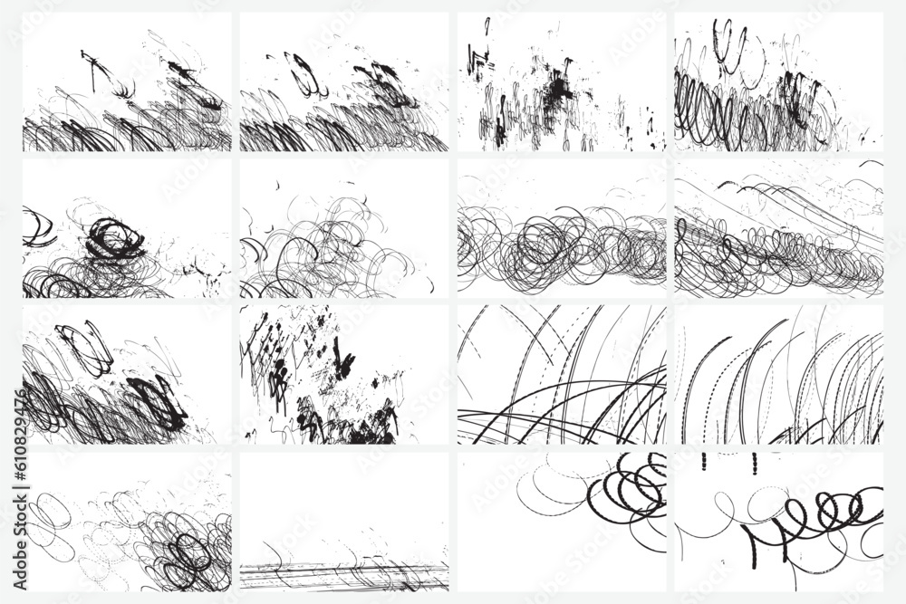 Set of texture of black charcoal pencil. Hand drawn scribble sketches ...