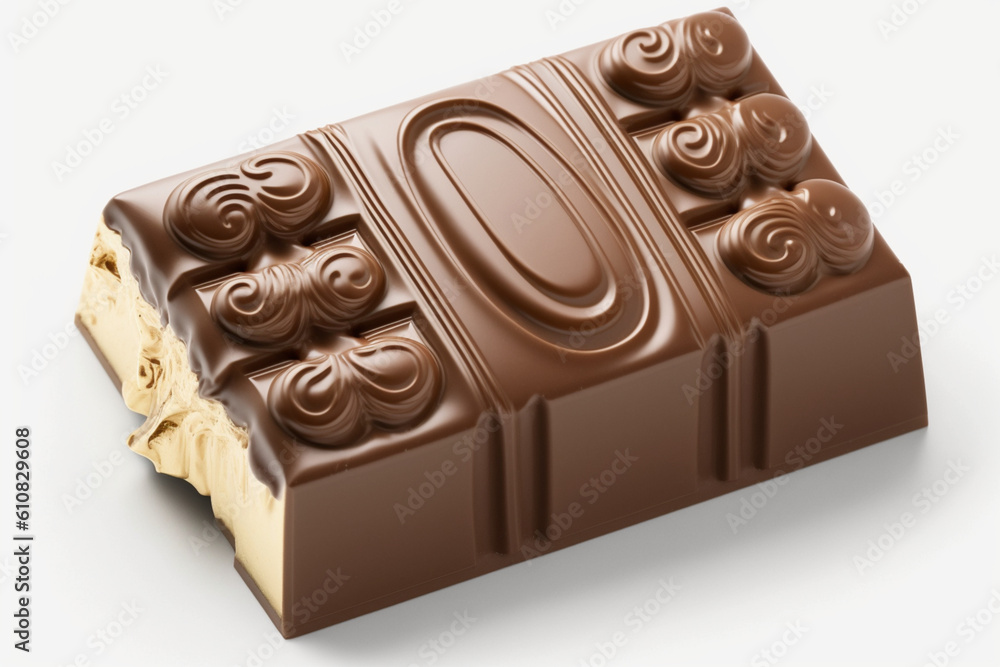 Image of close up of a delicious melting chocolate bar isolated on ...