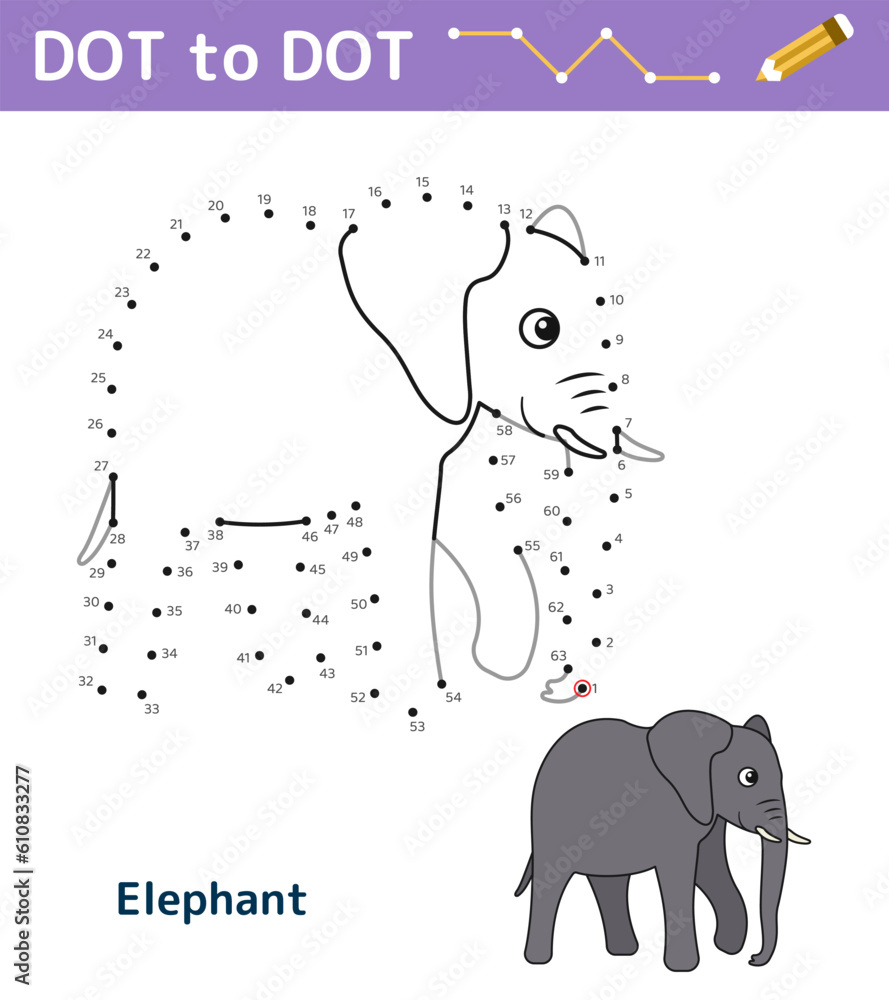 Numbers game Dot to dot. Math game for kids. Stock Vector | Adobe Stock
