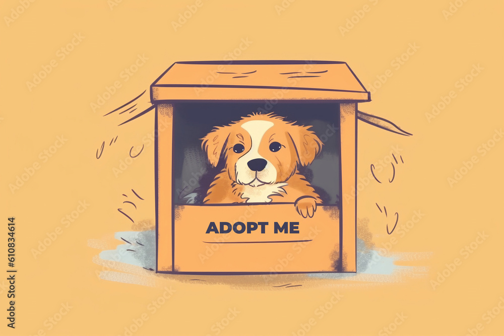 Generative AI. International Homeless Animals Day. Cute cartoon dog in ...