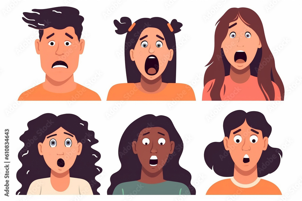 Generative AI. Set of regret or embarrassed people vector illustration ...