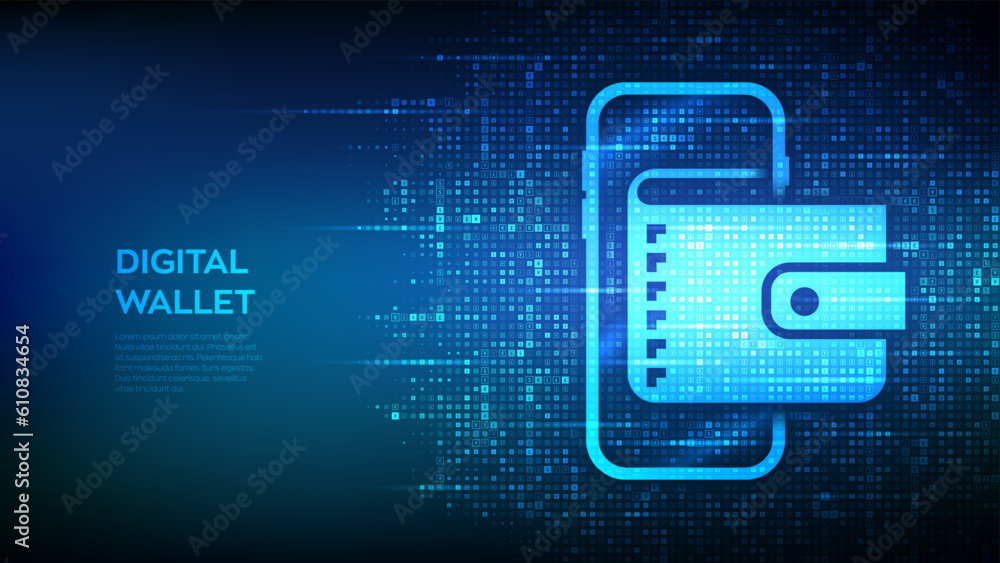 Digital wallet. Wallet in smartphone icon made with currency symbols ...