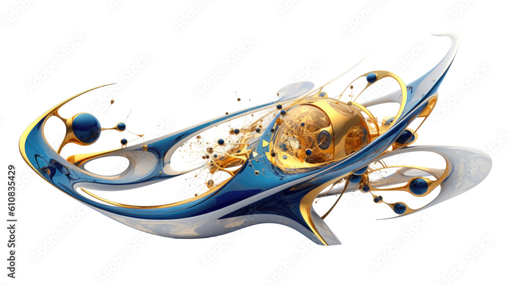 astral plane in gold and indigo abstract colorful shape, 3d render ...
