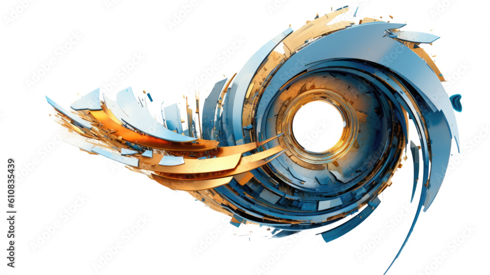 astral rift in blue and bronze abstract colorful shape, 3d render style ...