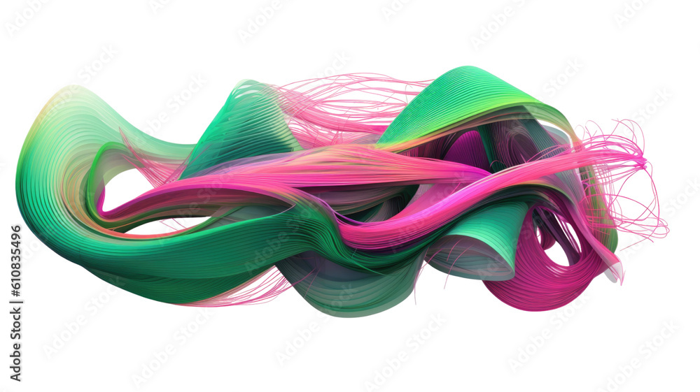 cosmic strings in pink and green abstract colorful shape, 3d render ...