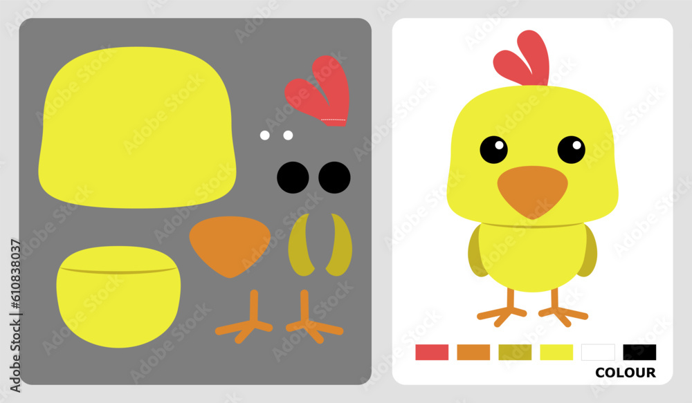 Chicks pattern for kids crafts or paper crafts. Vector illustration of ...