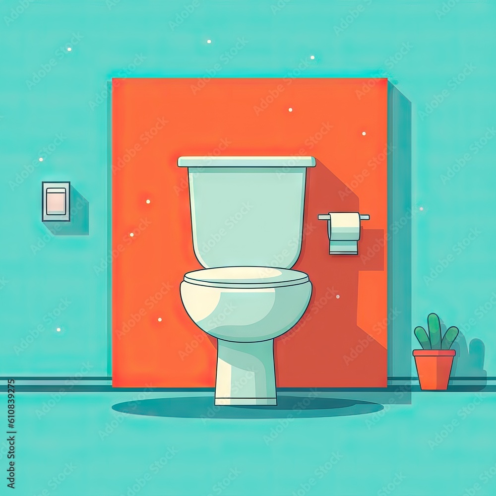 Pixelart representation of a colorful toilet. The vibrant colors and ...