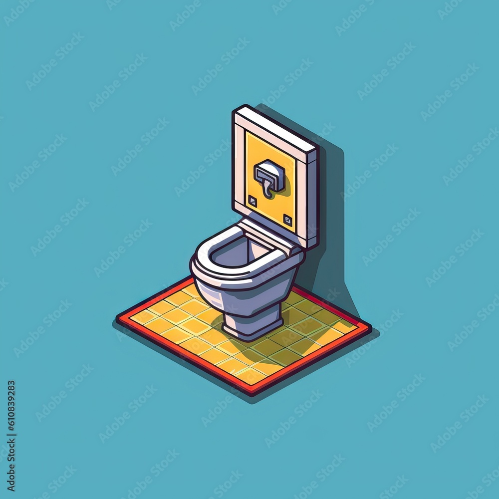 Pixelart representation of a colorful toilet. The vibrant colors and ...