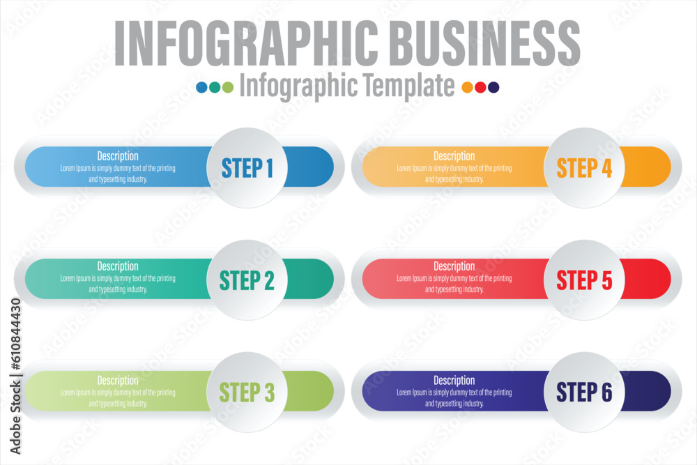 Vektorová grafika „6 Steps, six 6 option scroll bar elements with steps,road map,options ...