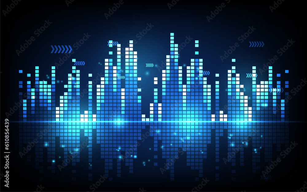 Sound wave rhythm background, technology concept, futuristic digital ...