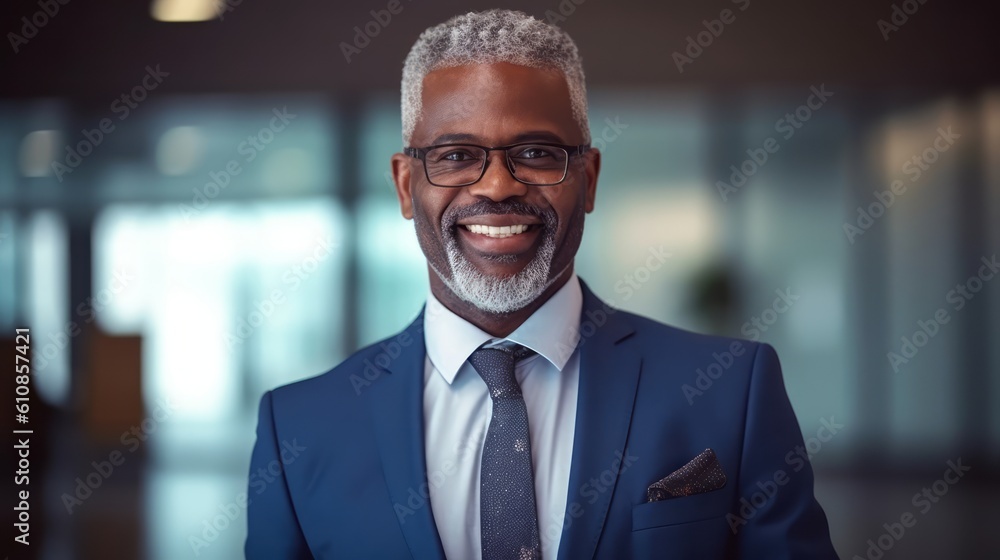 Confident Middle-Aged Black Business man CEO: Proud and Smiling ...