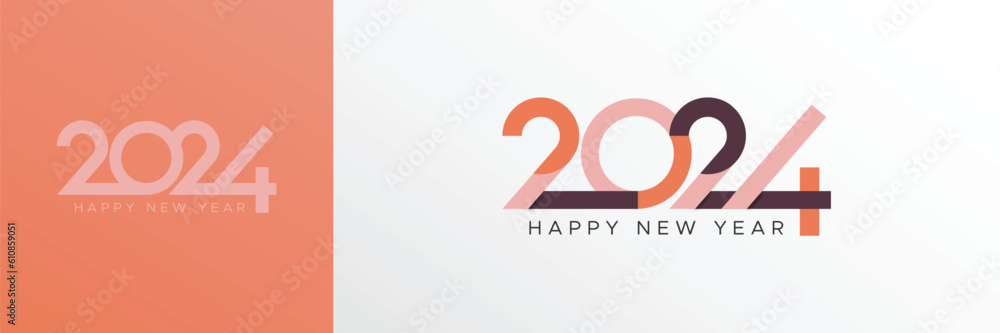 2024 new year typeface logo. Happy new year 2024 symbol for calendar ...