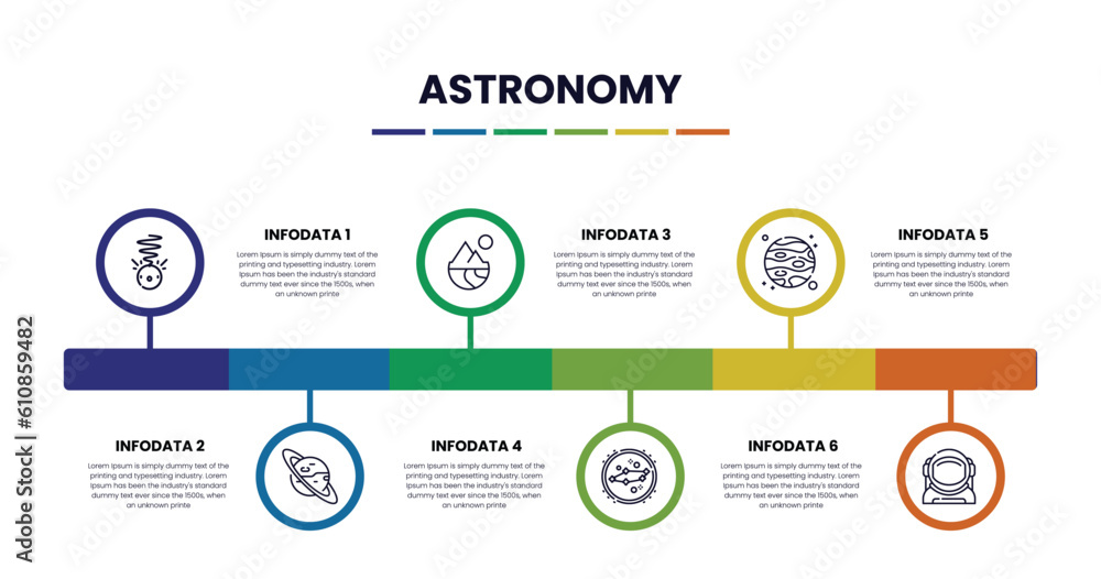 astronomy outline icons. astronomy icons with infographic template ...