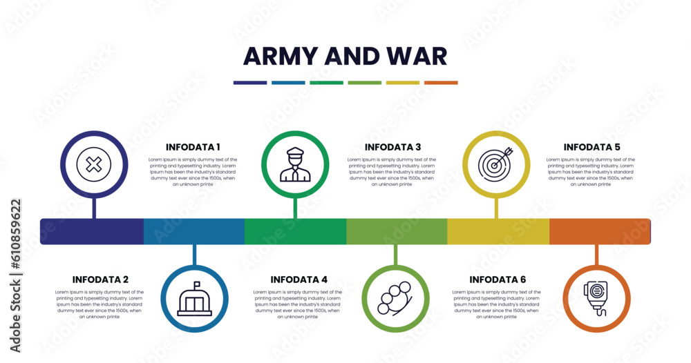 army and war outline icons. army and war icons with infographic ...