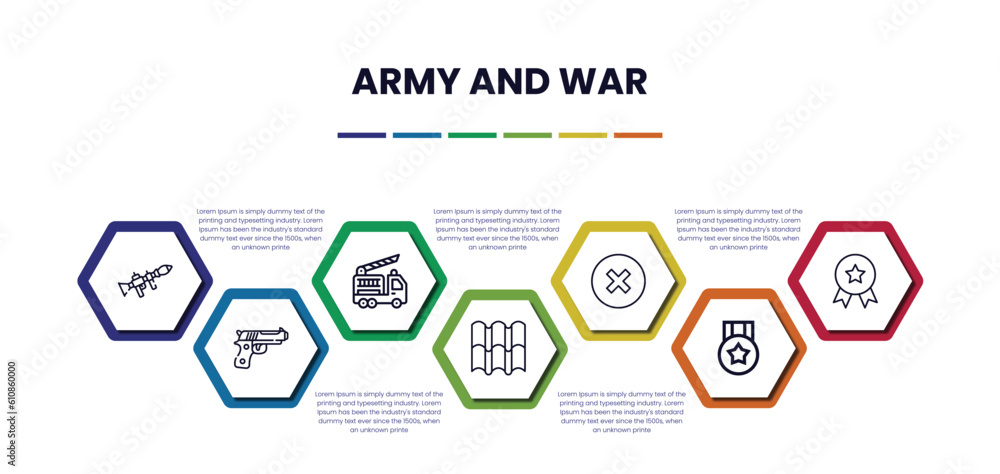 army and war outline icons. army and war icons with infographic ...