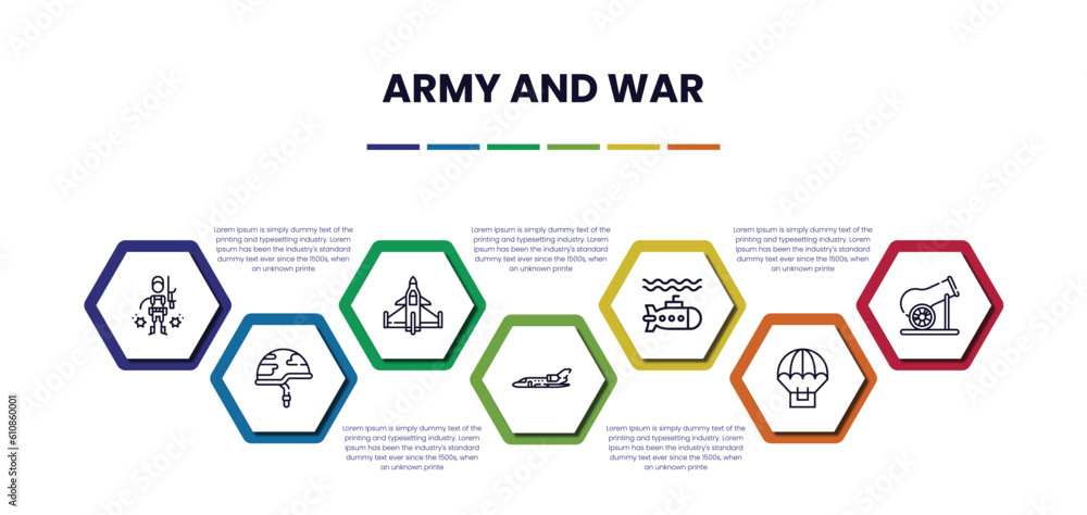 army and war outline icons. army and war icons with infographic ...