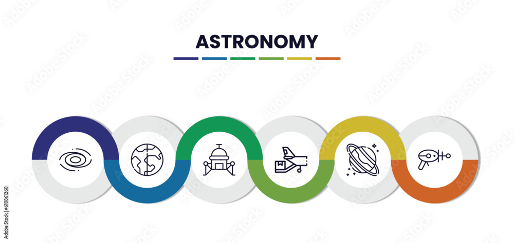 astronomy outline icons. astronomy icons with infographic template ...