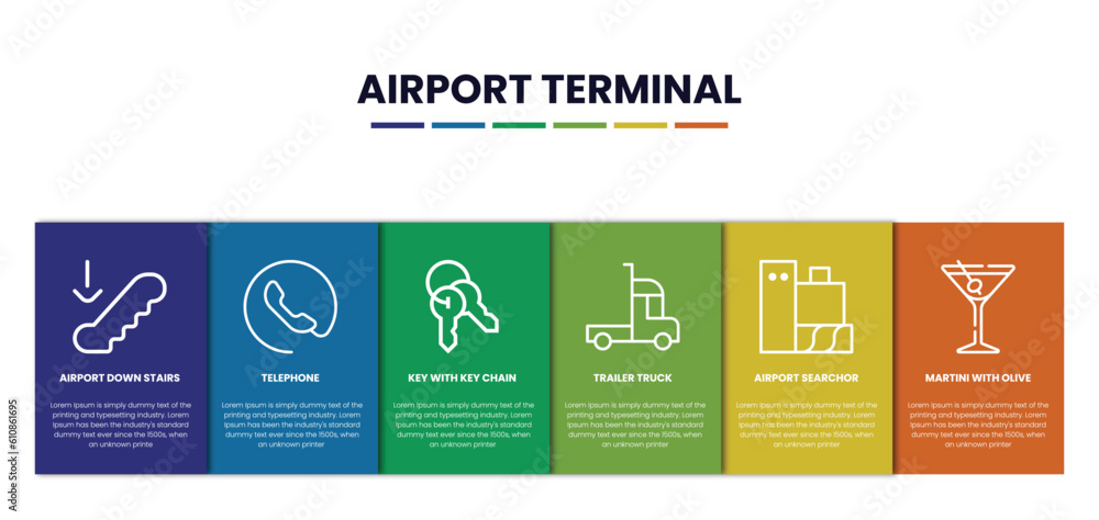 airport terminal outline icons. airport terminal icons with infographic ...