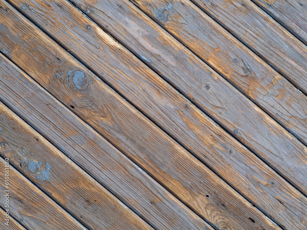 Wood texture background. An old wooden wall with worn diagonal boards ...