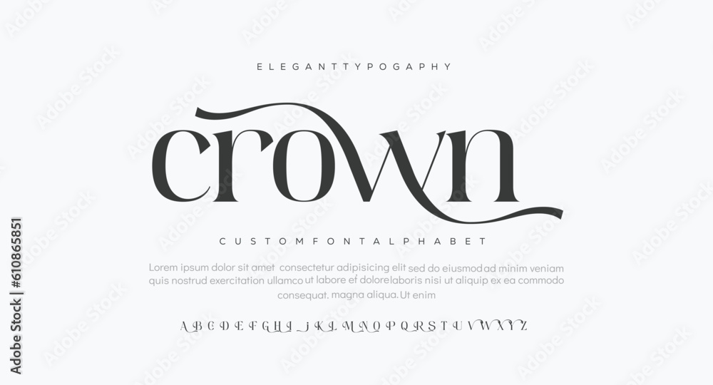 Elegant Font Uppercase Lowercase and Number. Classic Lettering Minimal ...
