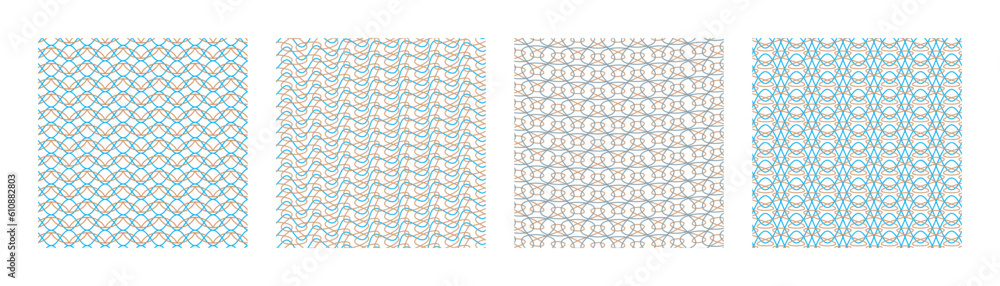 Guilloche grid. Seamless banknote line backgrounds, abstract watermark ...
