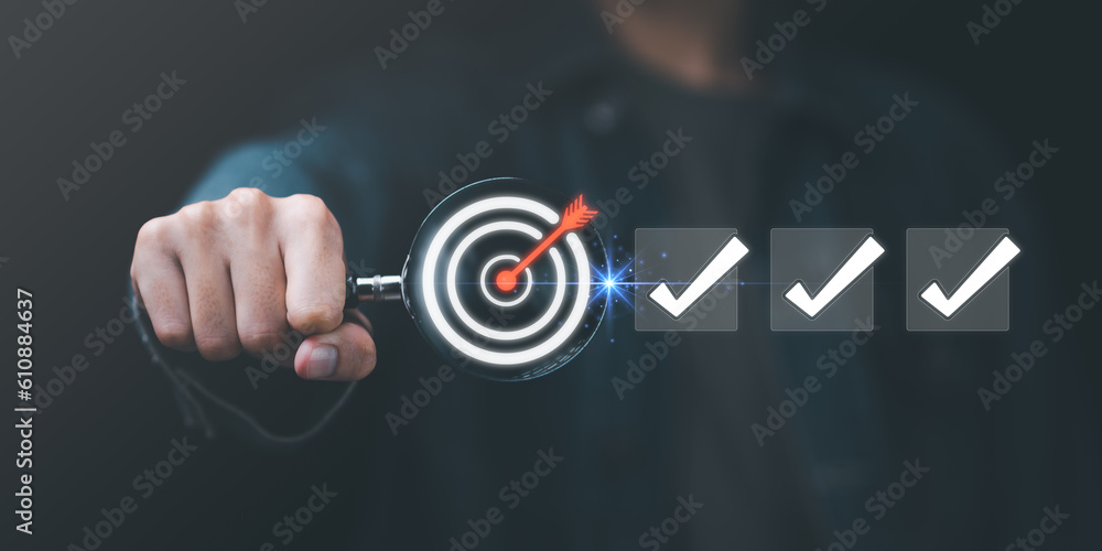 businessman showing business goal setting concept ,Target Growth ...