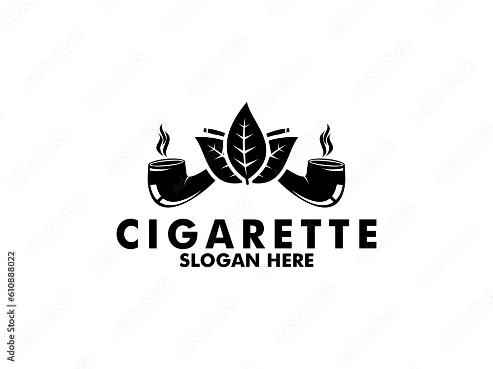 Cigarette logo with Pipe, Tobacco, logo vector . Premium cigar smoke ...