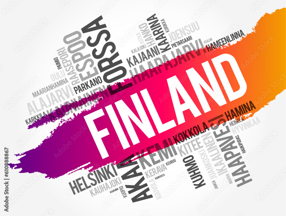 List of cities and towns in Finland, word cloud collage, business and ...