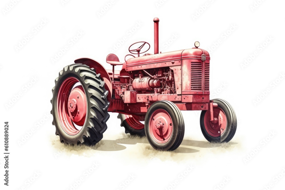 Vintage Tractor isolated on white background. Generative AI Stock ...