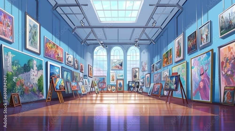 Background museums and art galleries. The world of art with an ...
