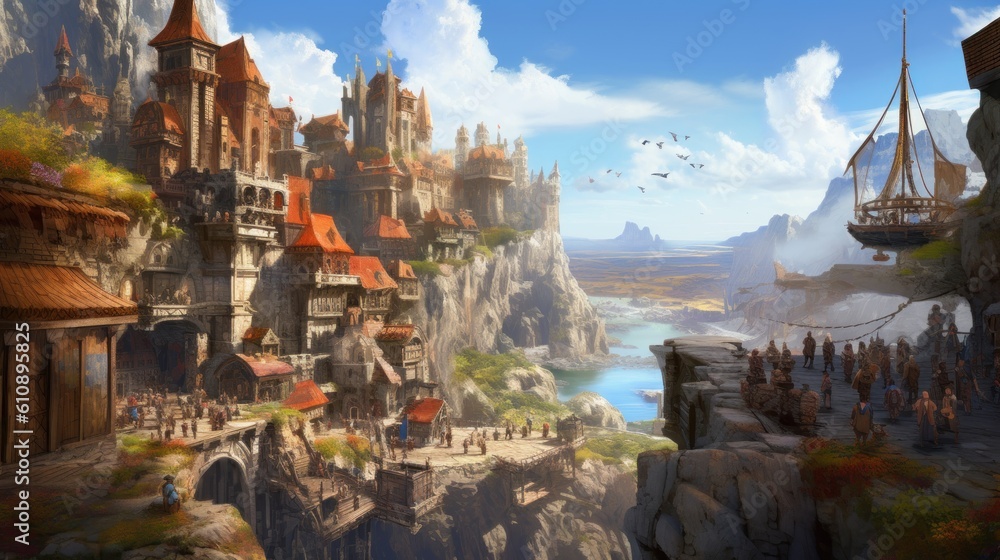 MMORPG game art environment Stock Illustration | Adobe Stock