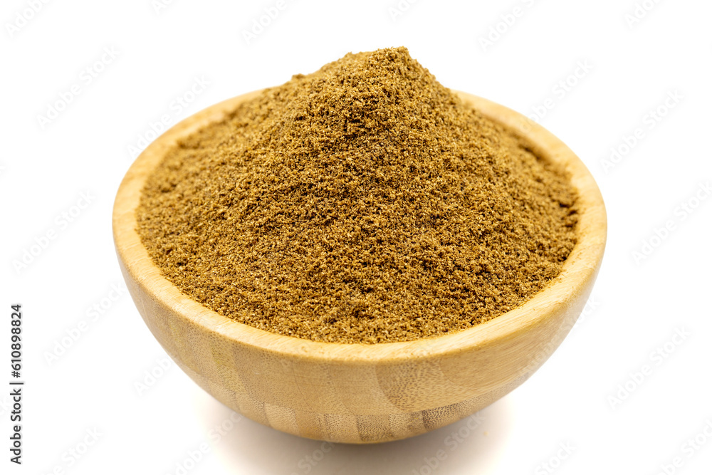 Coriander powder isolated on white background. Powdered dried Coriander ...