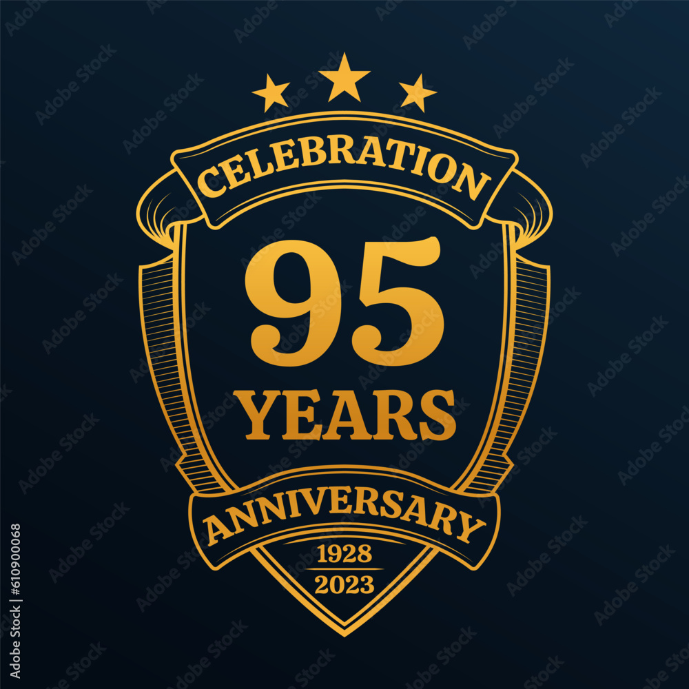 95 years anniversary icon or logo. 95th yubilee celebration, business ...