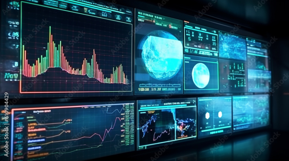 Insightful financial analysis: Perspective view of monitor screen ... Insightful financial analysis: Perspective view of monitor screen ...