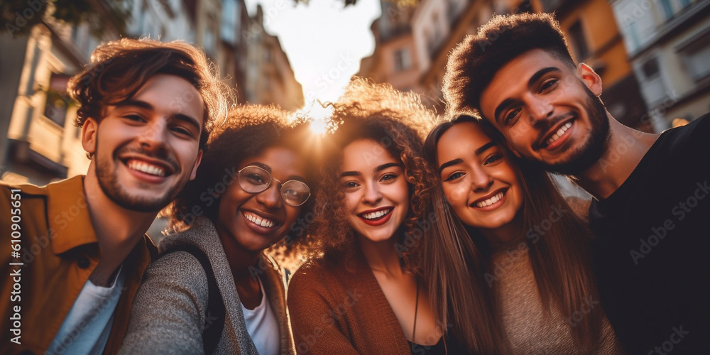 Eine Gruppe mit multikulturellen Multikulti Menschen haben Spaß und ...