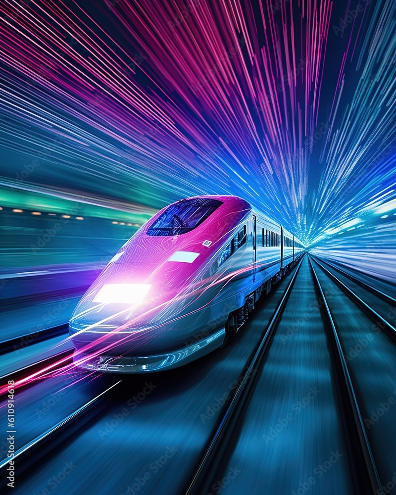 High speed train with motion blur. Concept of speed and motion. created ...