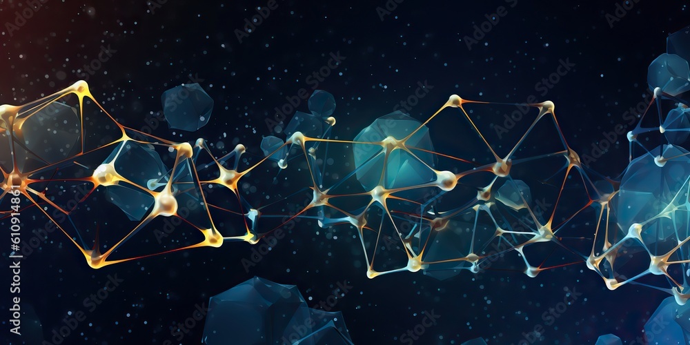 AI Generated. AI Generative. Abstract molecule atom dna connection ...