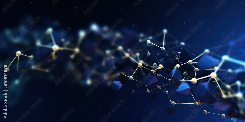 AI Generated. AI Generative. Abstract molecule atom dna connection ...