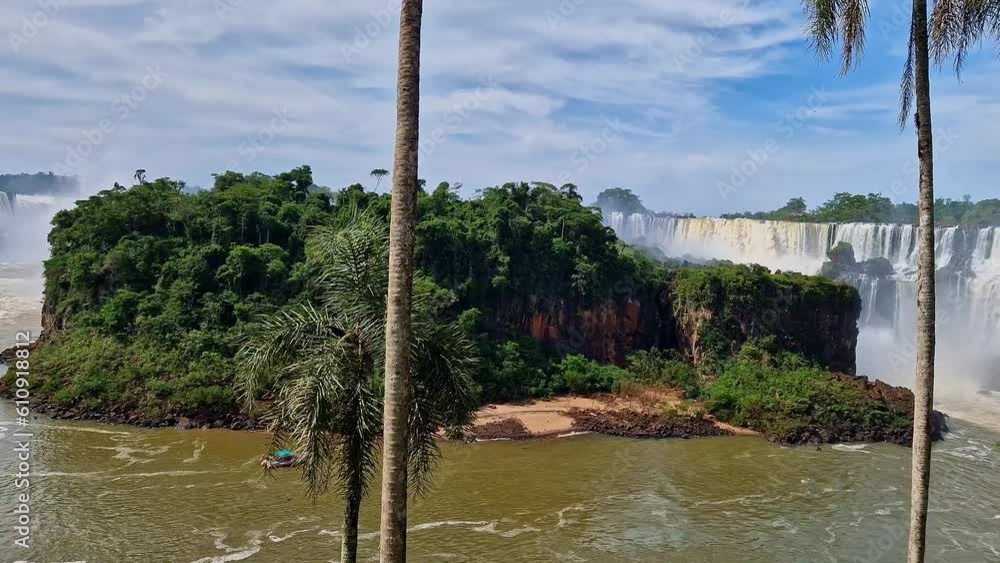 Iguazu Falls, the largest series of waterfalls of the world, located at ...